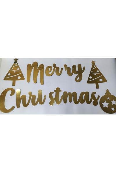 Süs Ağacı Kaligrafi Banner Flama Merry Christmas