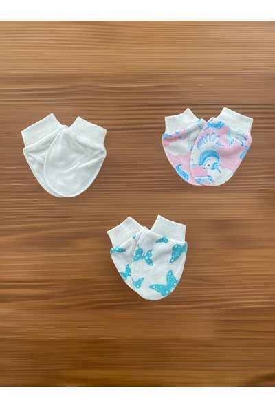 Nikuby Neşeli Bebekler Kız Bebek Yeni Doğan 3 Çift Eldiven Model-4