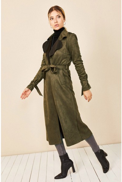 Hakke Uzun Süet Trençkot