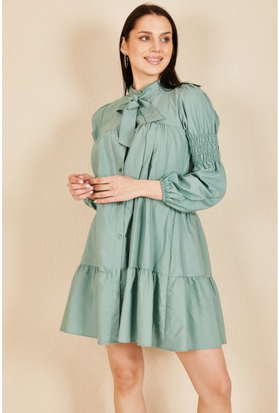 Hakke Dirsek Lastik Yaka Kurdele Tunik Hakke Dirsek Lastik Yaka Kurdele Tunik