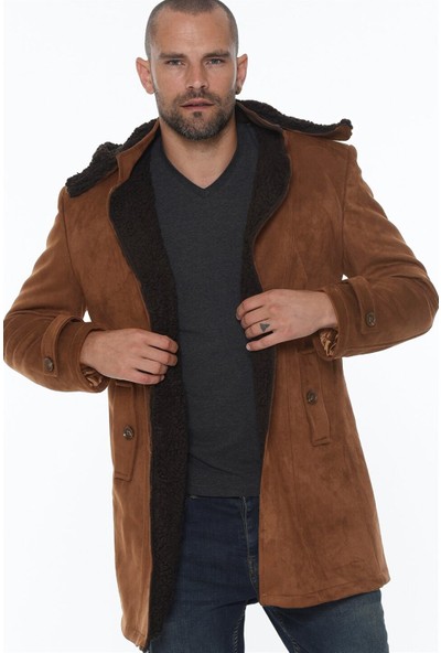 Dewberry PLT8399 Dewberry Süet Görünümlü Erkek Palto-Açık Camel Dewberry PLT8399 Dewberry Süet Görünümlü Erkek Palto-Açık Camel