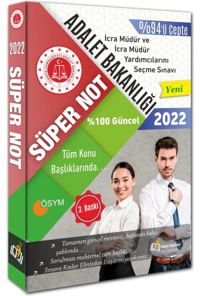 2022 Adalet Bakanlığı Icra Müdür ve Icra Müdür Yardımcılarını Seçme Sınavı Süper Not Next Kariyer Yayınları 2022 Adalet Bakanlığı Icra Müdür ve Icra Müdür Yardımcılarını Seçme Sınavı Süper Not Next Kariyer Yayınları