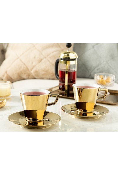 English Home Onta Porselen 2 Kişilik Çay Fincanı Takımı 180 ml Gold English Home Onta Porselen 2 Kişilik Çay Fincanı Takımı 180 ml Gold