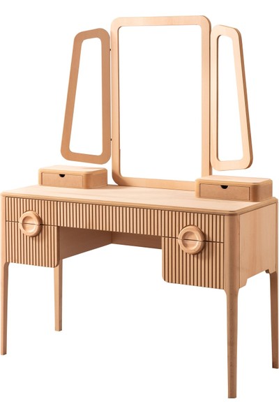 Bendegan Soft Panjurlu Makyaj Masası Ahşap Ham Bendegan Soft Panjurlu Makyaj Masası Ahşap Ham