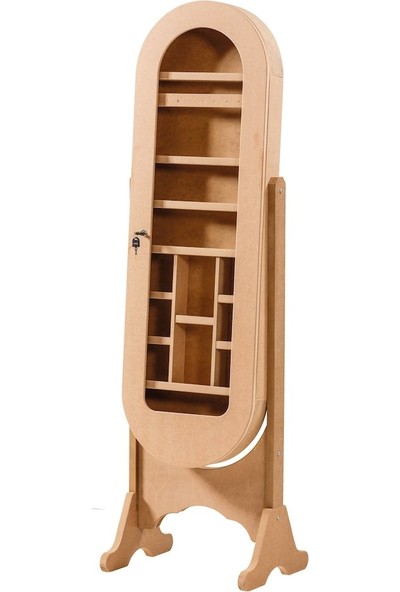 Bendegan Oval Takı Dolabı Cilasız Ham Ahşap