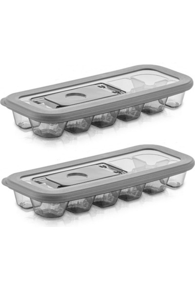 Icex Plastik Kapaklı 2'li Buz Kalıbı / Buzluk - 26,3cm x 11cm x 3,5cm
