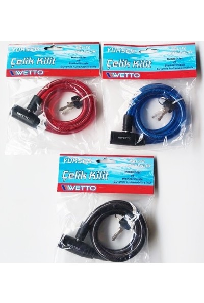 12*80 cm 2 Anahtarlı Çelik Kaliteli Wetto Bisiklet Kilit 12*80 cm 2 Anahtarlı Çelik Kaliteli Wetto Bisiklet Kilit