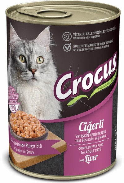 Crocus Yetişkin Kedi Ciğerli Yaş Mama 400 gr Crocus Yetişkin Kedi Ciğerli Yaş Mama 400 gr