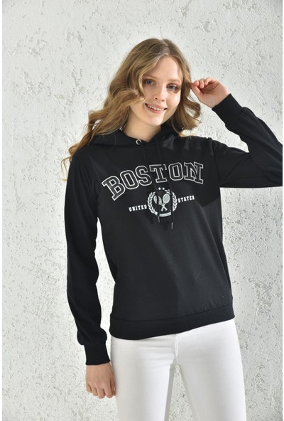 Rodi Kadın Boston Baskılı Kapişonlu Sweat DS22KB051764