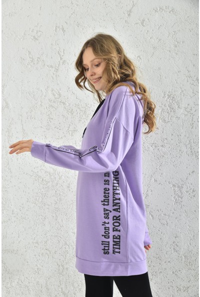 Rodi Kadın Yazı Baskılı Kapişonlu Tunik DS22KB251757
