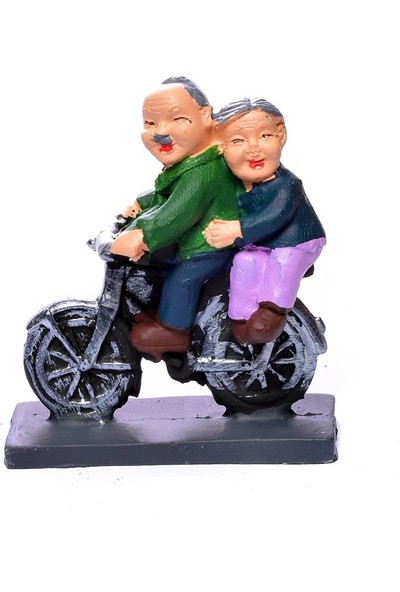 Burdan Eve Bisiklet Süren Tontiş Çift Biblo Teraryum Malzemesi