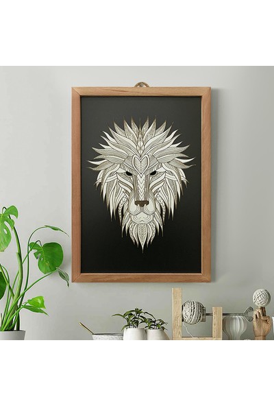 Webotto Masif Ahşap Çerçeve 3D Aslan Ahşap Duvar Tablosu Webotto Masif Ahşap Çerçeve 3D Aslan Ahşap Duvar Tablosu