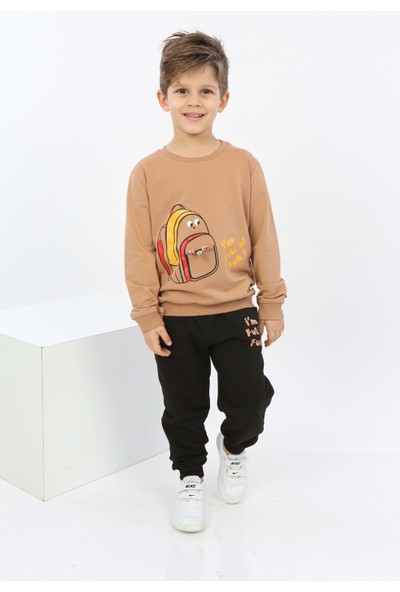 Toontoy Kids Toontoy Erkek Çocuk Çantalı Yazı Baskılı Eşofman Takım