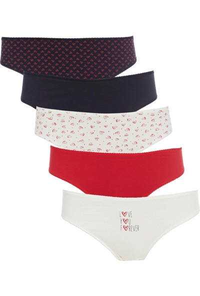 DeFacto Fall İn Love 5'li Desenli Pamuklu Slip Külot W6641AZ22SP