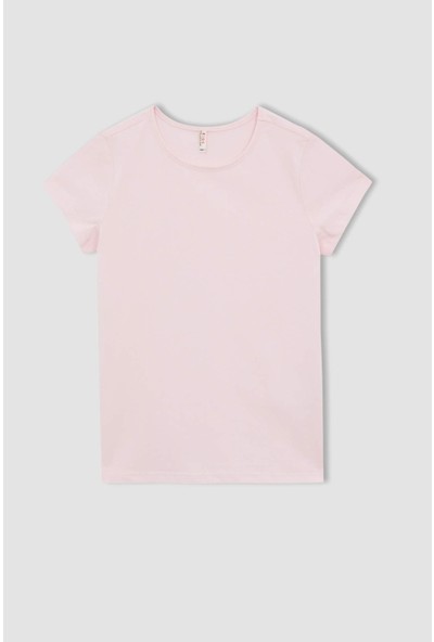 DeFacto Kız Çocuk Basic Bisiklet Yaka Kısa Kollu Tişört I0489A622SP