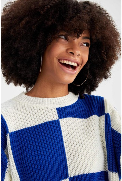 DeFacto Oversize Fit Bisiklet Yaka Jakarlı Kazak X5444AZ21CW