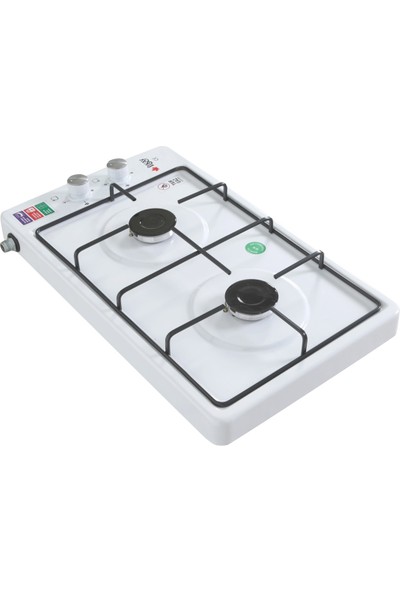 Ilkay Set Üstü Ikili Beyaz Ocak Doğalgazlı Gaz Emniyetli Çakmaksız