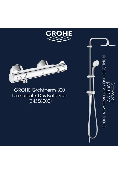 Grohe Grohe Grohtherm 800 Termostatik Duş Bataryası +Grohe New Tempesta Yön Değiştiricili Duş Sistemi Grohe Grohe Grohtherm 800 Termostatik Duş Bataryası +Grohe New Tempesta Yön Değiştiricili Duş Sistemi