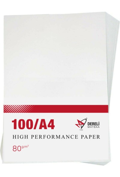 Dereli Matbaa A4 Fotokopi Kağıdı 80 gr 100'LÜ