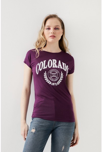 FullaModa Colorado Baskılı Tişört