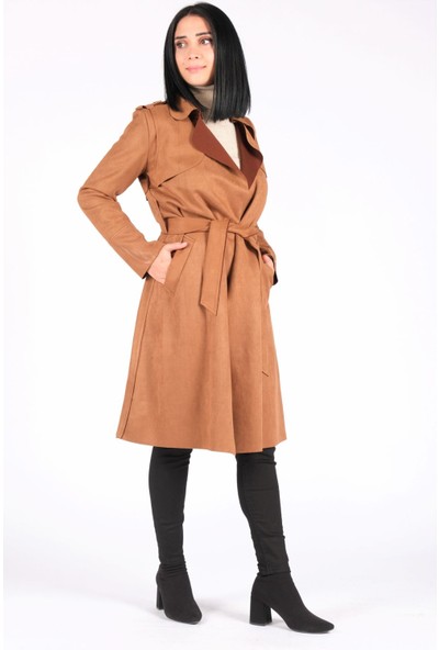 Giyim Dünyası Kadın Astarsız Süet Mont Taba