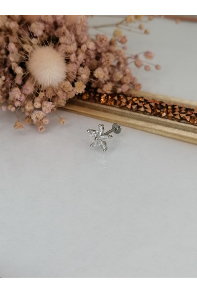 Takıdan Zirkon Çiçek Cerrahi Çelik Kıkırdak Tragus Piercing 8mm Takıdan Zirkon Çiçek Cerrahi Çelik Kıkırdak Tragus Piercing 8mm
