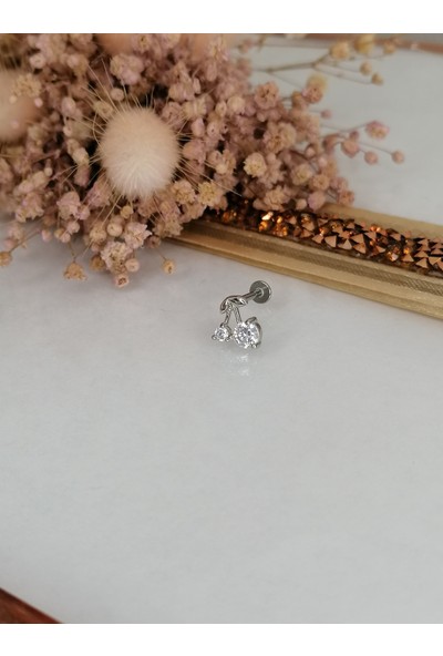 Takıdan Zirkon Kiraz Çiçeği Cerrahi Çelik Kıkırdak Tragus Piercing 8mm Takıdan Zirkon Kiraz Çiçeği Cerrahi Çelik Kıkırdak Tragus Piercing 8mm