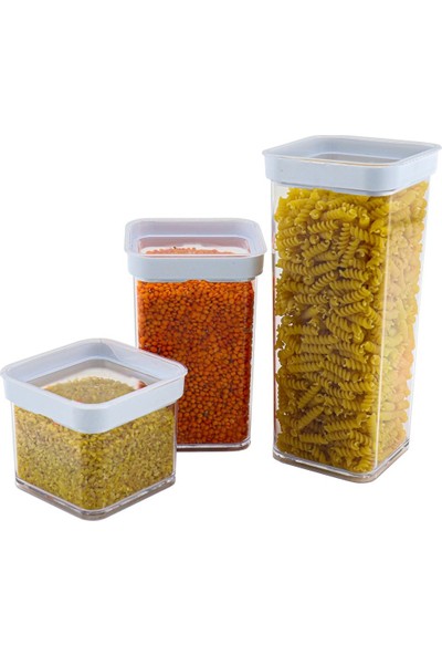 Ega Toptan Vakumlu Kare Saklama Kabı - 3'lü Set Ega Toptan Vakumlu Kare Saklama Kabı - 3'lü Set