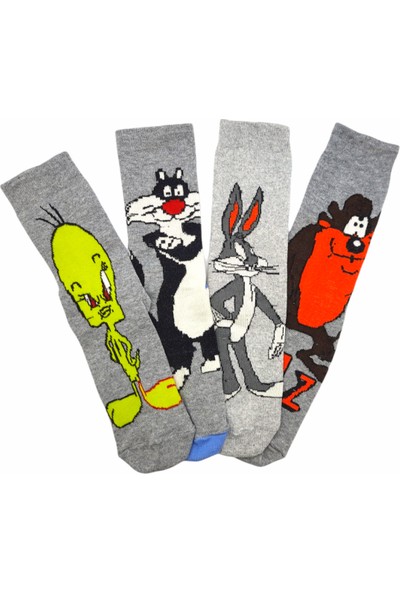 Black Arden Socks Çizgi Kahramanlı 4'lü 36-41 Numara Unisex Çorap BT-0383