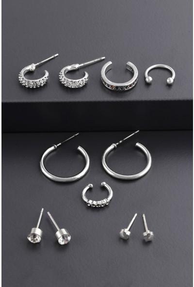 Sortie Accessories Renkli Zirkon Halka ve Kıkırdak Kombin Küpe Seti 005 Sortie Accessories Renkli Zirkon Halka ve Kıkırdak Kombin Küpe Seti 005