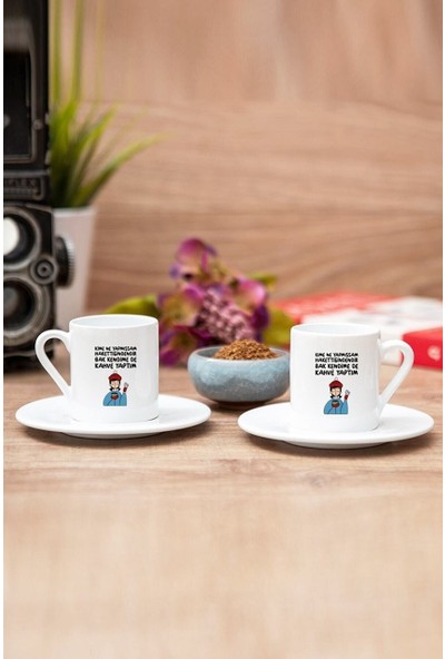 Panorama Promosyon Kime Ne Yaptıysam Hakettiğindendir Baskılı Tasarım 2'li Kahve Fincanı
