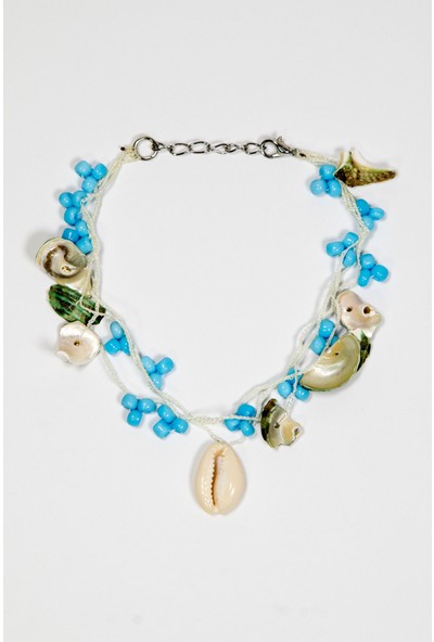 Lila Rosa Deniz Kabuklu Etnik Mavi Halhal