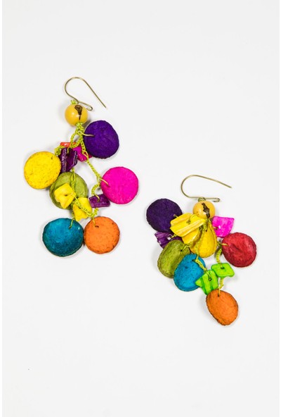 Lila Rosa Özel Tasarım Etnik Otantik Küpe