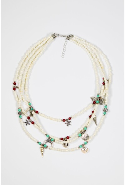 Lila Rosa Yaprak Figürlü Otantik Çoklu Kolye