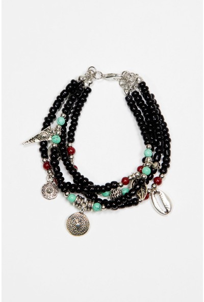 Lila Rosa Çoklu Siyah Otantik Etnik Bileklik Lila Rosa Çoklu Siyah Otantik Etnik Bileklik