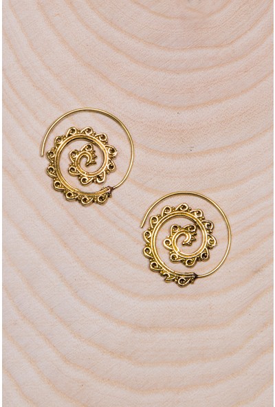 Lila Rosa Etnik Hint Pirinç Tasarım Küpe