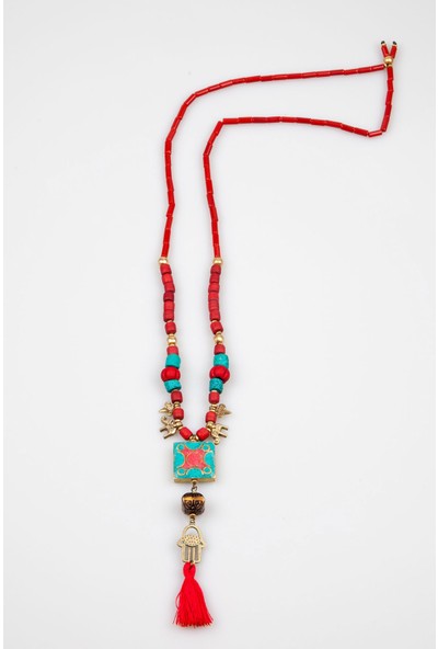 Lila Rosa Doğal Taşlı Uzun Otantik Kolye Lila Rosa Doğal Taşlı Uzun Otantik Kolye