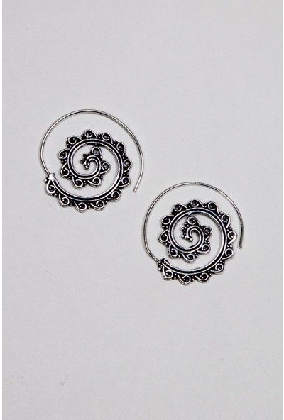 Lila Rosa Etnik Hint Pirinç Tasarım Küpe