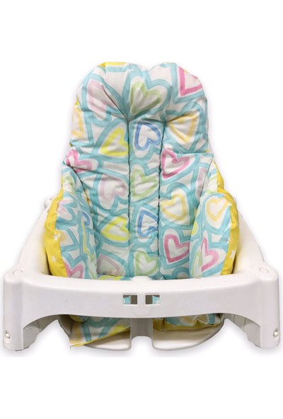 Bebek Özel Bebek Çocuk Mama Sandalyesi Minderi Kalpli ve Sarı Yıldızlı