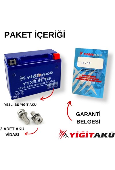 Motolinas Yiğit Akü 12 Volt 6.5 Amper Ytx6.5l-Bs Cg Modeli ŞUBAT/2021