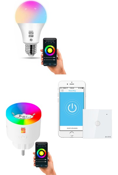S-Link Akıllı Priz + Ampül + Anahtar 3'lü Wifi Tuya Destekli Telefon Kontrollü Akıllı Ev Sistemleri S-Link Akıllı Priz + Ampül + Anahtar 3'lü Wifi Tuya Destekli Telefon Kontrollü Akıllı Ev Sistemleri