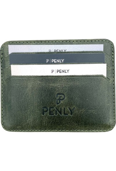 Penly Mavi Ince Kartlık Hakiki Deri Cüzdan