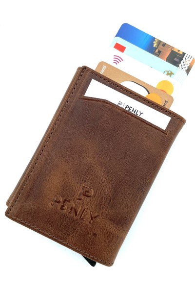 Penly Taba Mekanizmalı Hakiki Deri Cüzdan