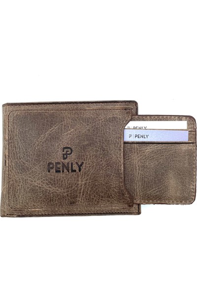 Penly Kahverengi Cepli Hakiki Deri Cüzdan