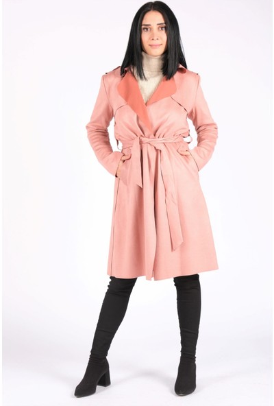 Giyim Dünyası Kadın Astarsız Süet Mont Gül