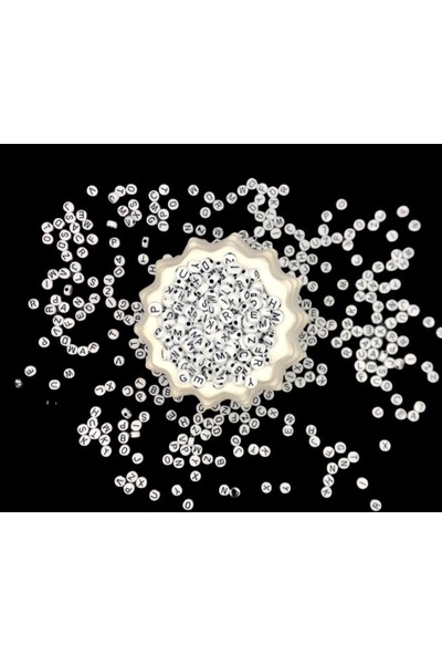 CSG Bazaar Siyah Beyaz Oval Harf Boncuk 450 Adet CSG Bazaar Siyah Beyaz Oval Harf Boncuk 450 Adet