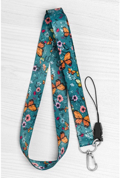 Apptakı Renkli Kelebekler Yaka Kartı Boyun Askı Ipi Telefon Askı Ipi - ASK0183