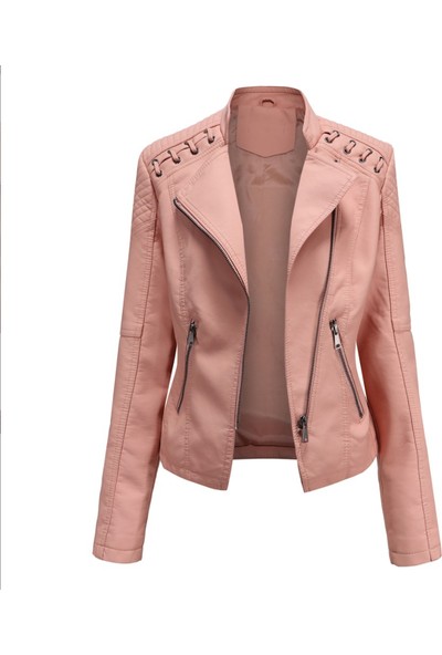 Incendio Kadın Avrupa Tarzı Deri Kısa Ceket (Yurt Dışından)