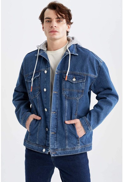 DeFacto Oversize Fit Kapüşonlu Jean Ceket X0474AZ22SP
