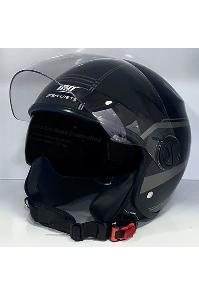 Mts 809A Güneş Vizörlü Açık Kask (SIYAH-GRI)809-12 Mts 809A Güneş Vizörlü Açık Kask (SIYAH-GRI)809-12